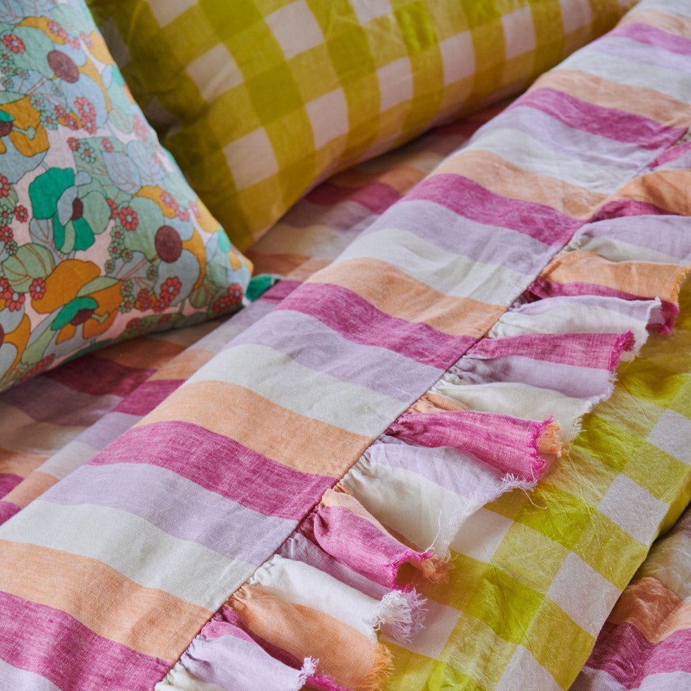 Bellini Stripe Ruffle Flat Sheet | Adults Bedding