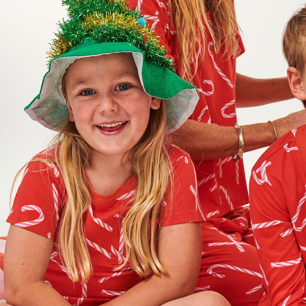 Candy Cane Short Sleeve Top and Bottom Set | Kids Pyjamas