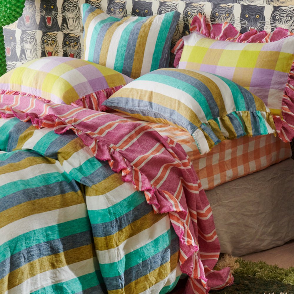 Lagoon Stripe Standard Ruffle Pillowcase Set | Adults Bedding